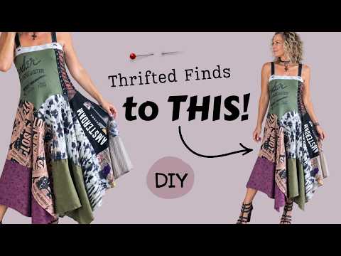 DIY Edgy Upcycled Dress - Transform Old T Shirts & Fabrics into Street Style Fashion