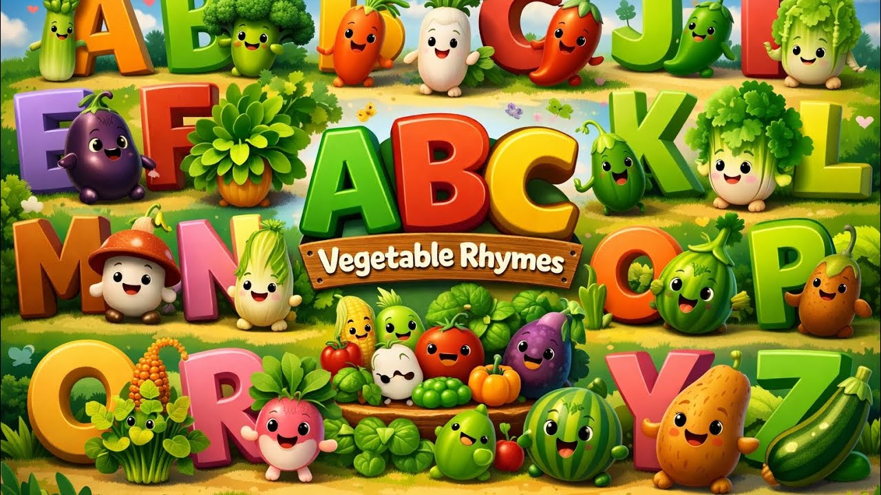 ABC Vegetable Rhymes | Learn Alphabets with Fun 3D Cartoon Veggies ...