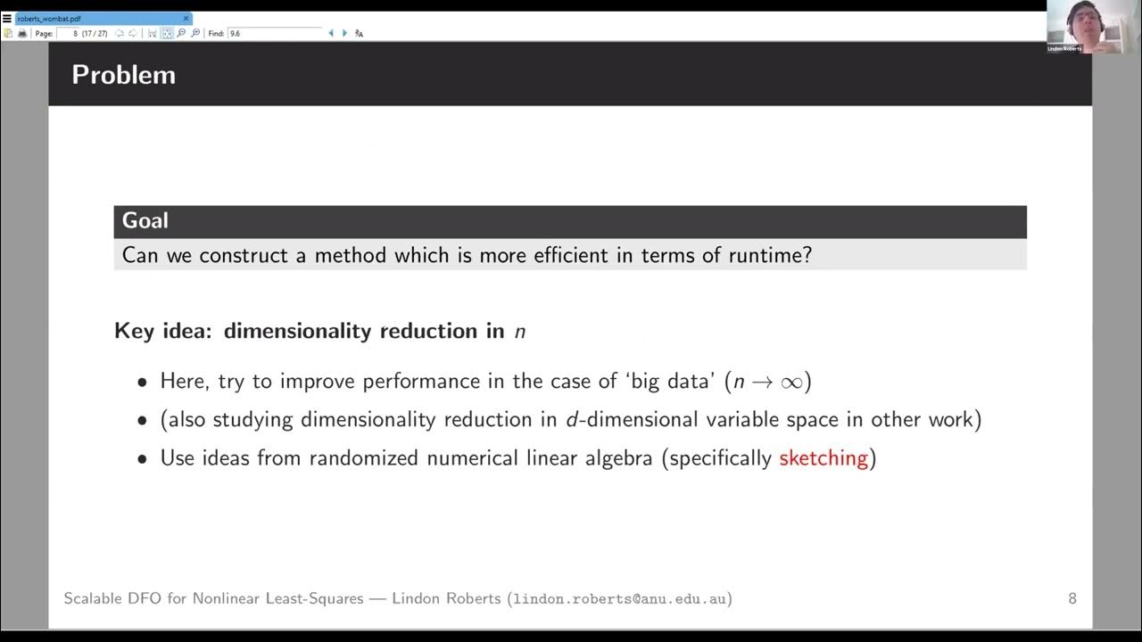 Lindon Roberts: Scalable Derivative Free Optimization for Nonlinear Least Squares Problems - YouTube