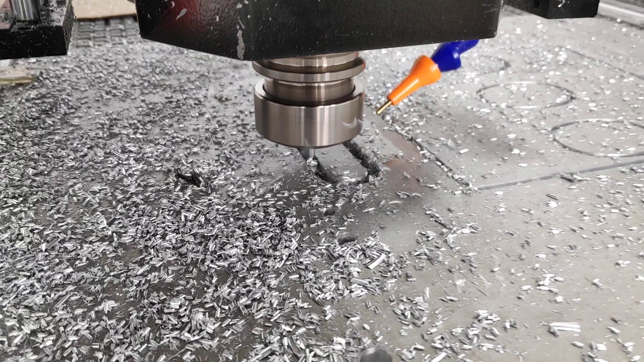 CNC 9kW spindle cut 20mm aluminium - YouTube