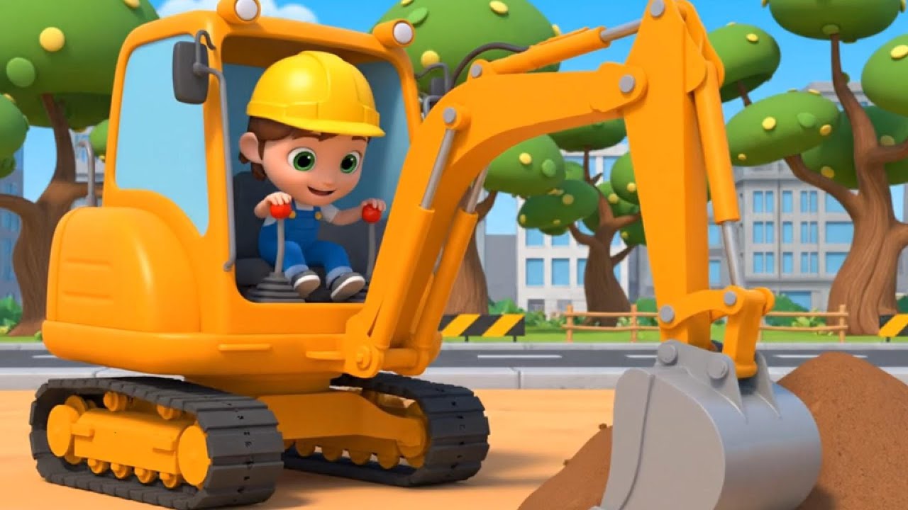 Wheels on the Excavator 🚧 | Nursery Rhyme with Trucks & Diggers - YouTube