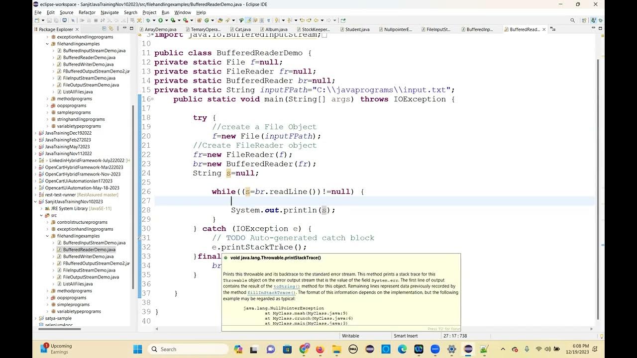 CoreJava Filehandling Theory Programs part2 Dec 19 2023 - YouTube