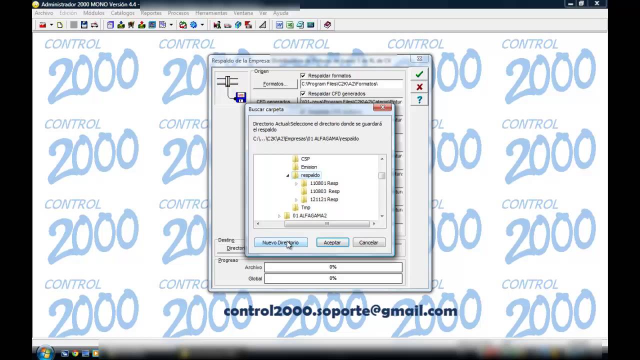 Generar Respaldo en A2 de Control 2000 - YouTube