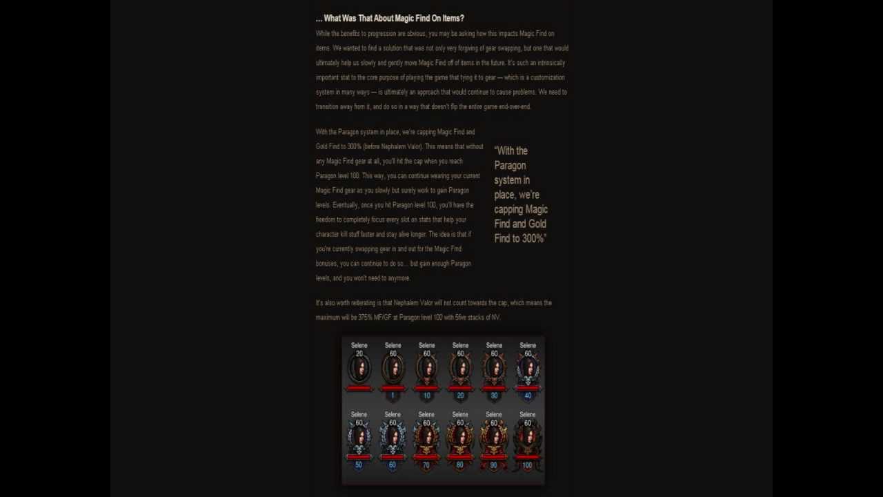 Diablo 3 - Paragon levels and Magic Find - YouTube