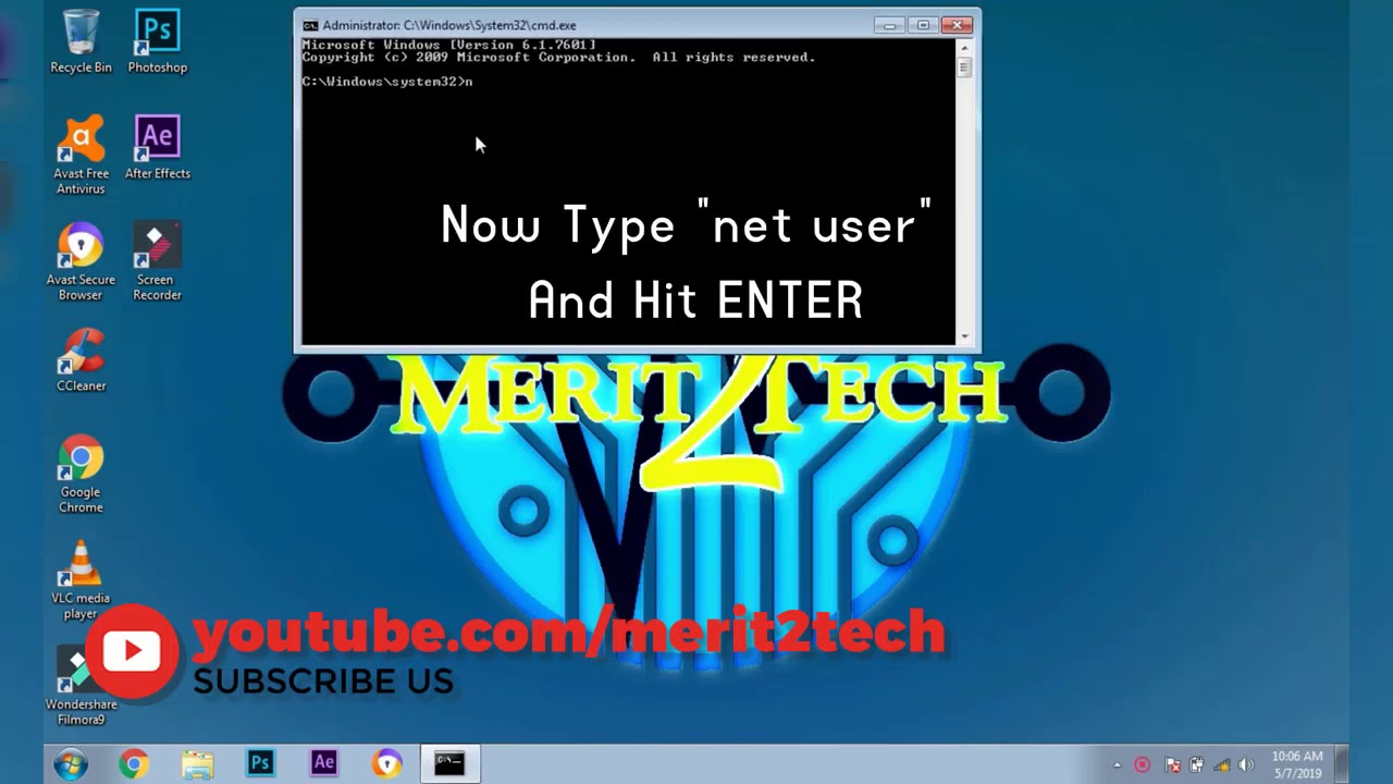 How To Add And Delete Users Using Command Prompt With Proof Merit2tech Youtube