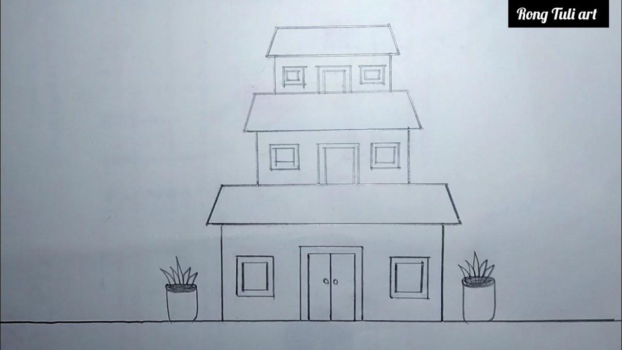 How to draw a easy level 3 house for beginners। how to draw level house ...