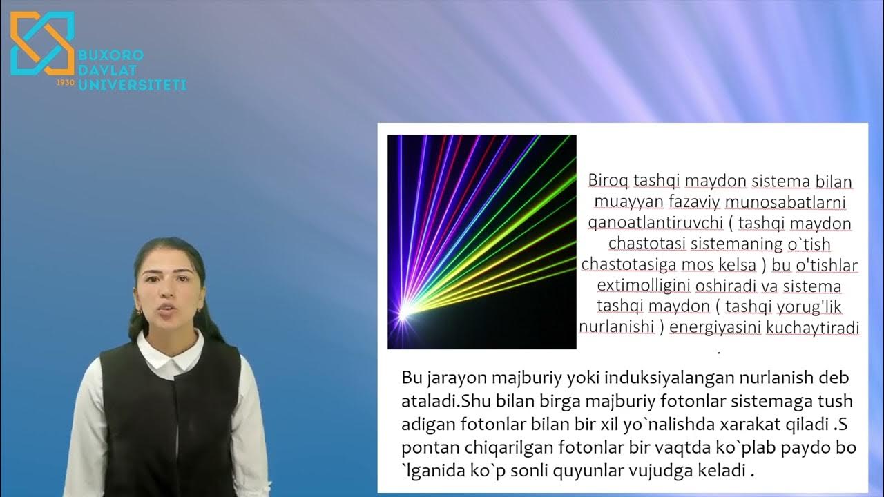 Ismoilova Iroda Erkinovna. Kvant elektronikasi, Lazerlar haqida ma'lumot - YouTube