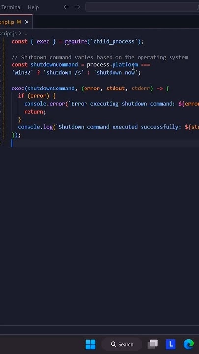 Shutdown Your Pc Using Nodes Js Javascriptshortsnodejs Nodejs Web Developmenthtml5