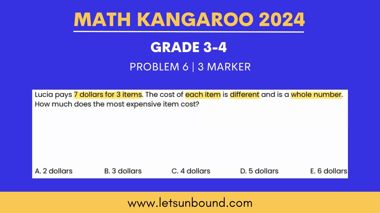 Math Kangaroo 2024 Solutions | Grade 3-4 | Problem 6 : 3 Marker 🚀 #mathkangaroo2025 #prepclass ...