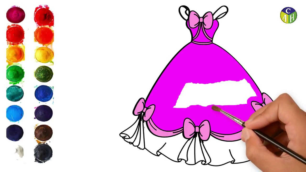 How to draw a beautiful pink dress | Princess Dress | pink color ...