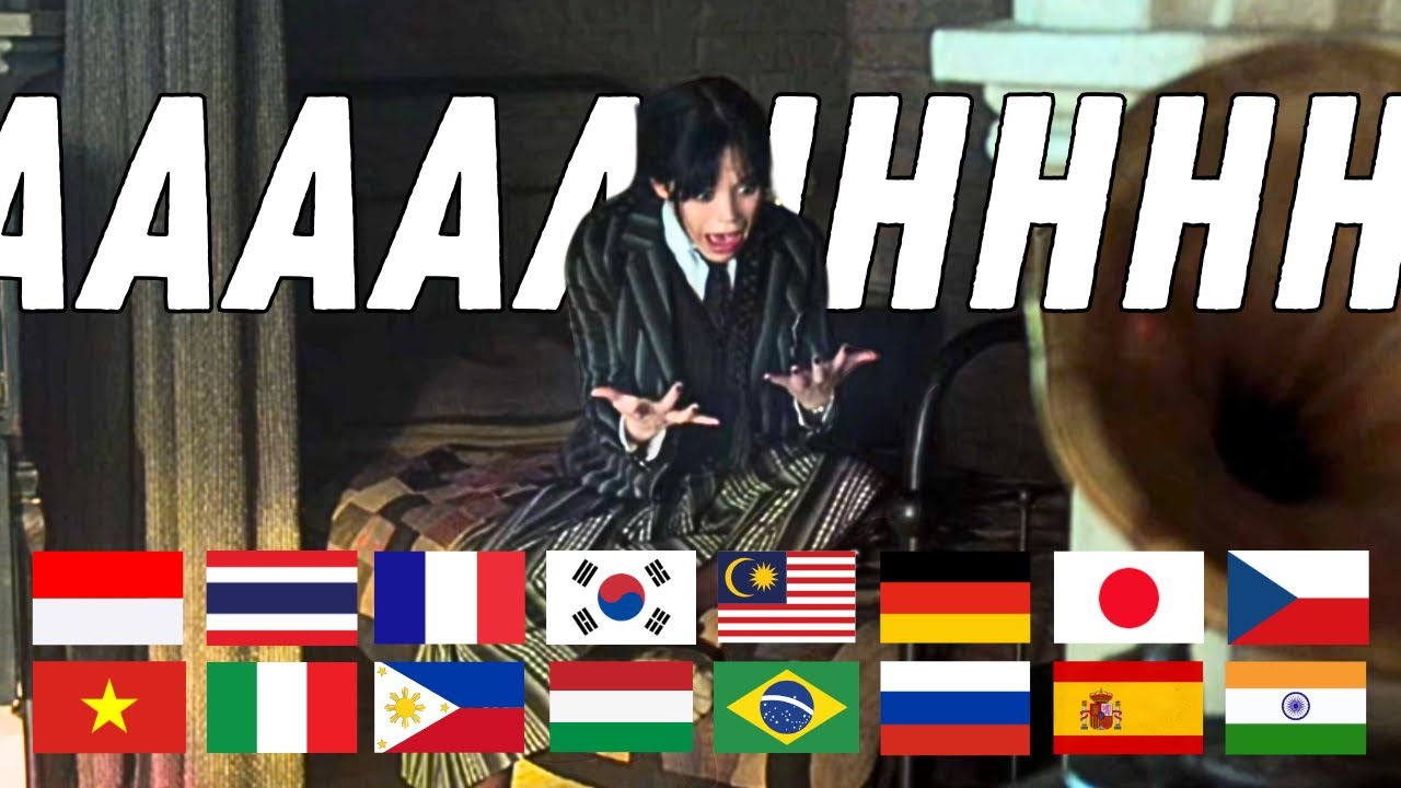 Enid's HORRIFIED SCREAM in Wednesday's body in 27 Languages - YouTube