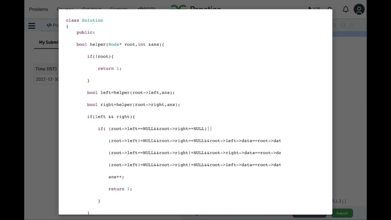 Single valued subtree || Gfg POTD solution #gfg #solution || 30th ...
