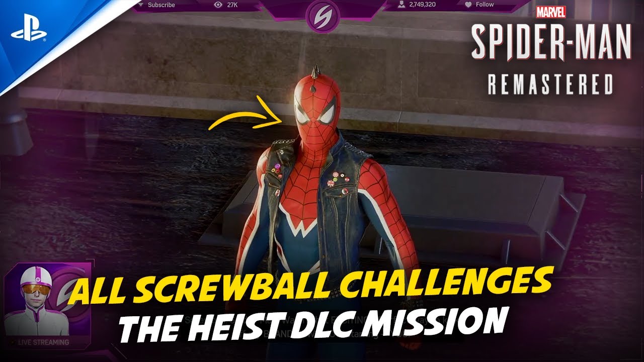 SPIDER-MAN Remastered | All Screwball Challenges Guide (The Heist DLC ...