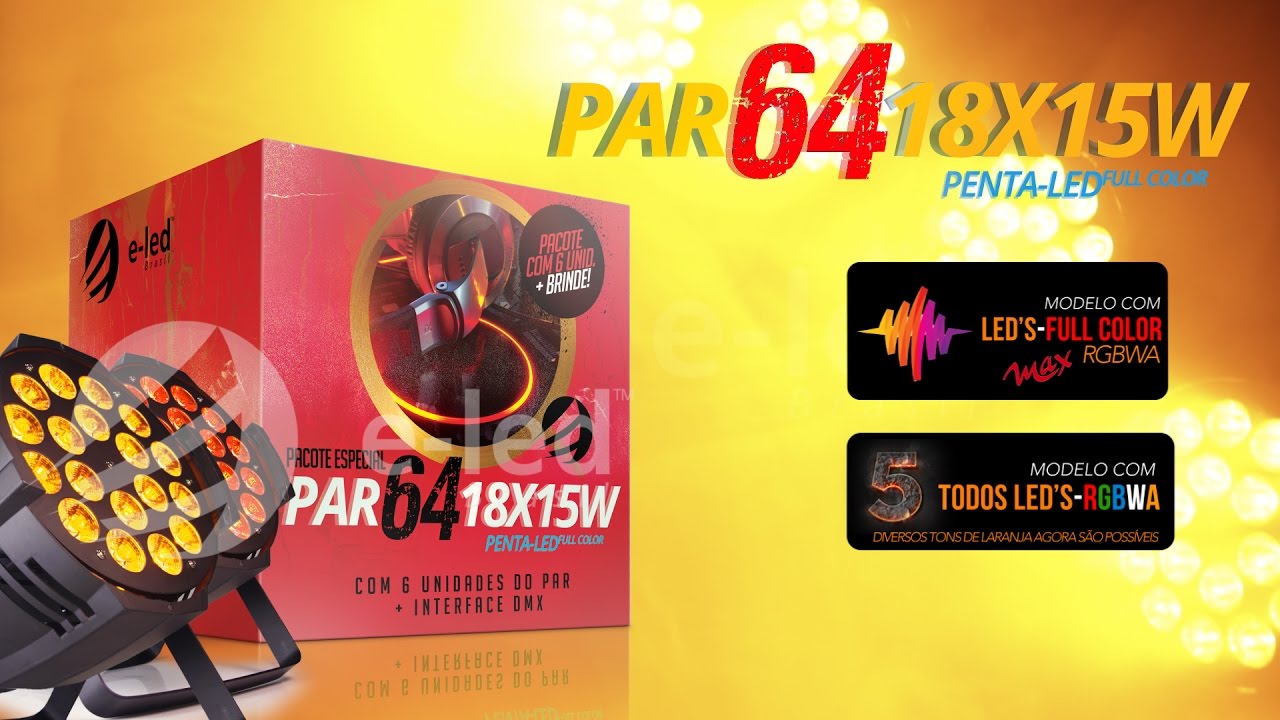 Tutorial do Kit com 6 unidades do PAR 64 18X15W RGBWA Penta-LED com ...