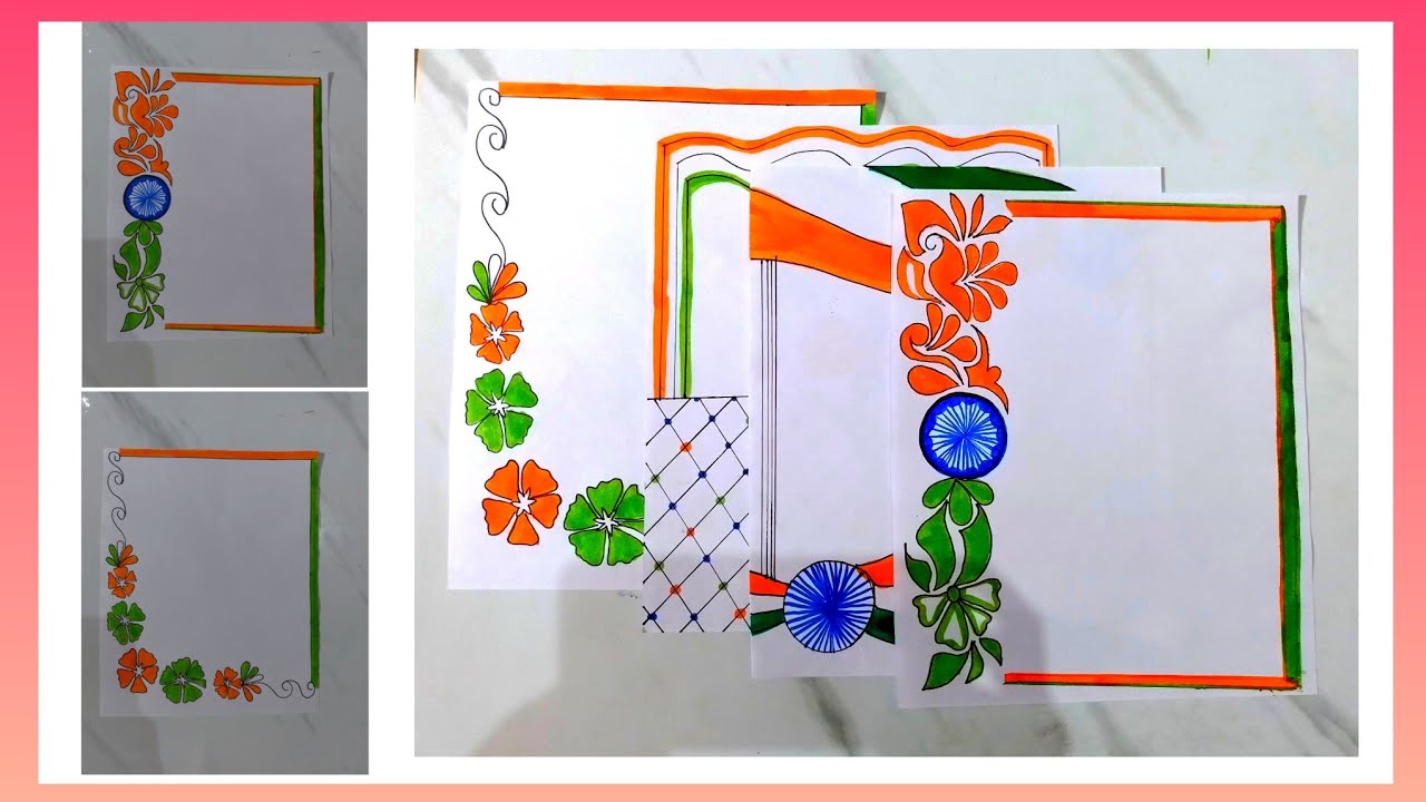 Republic Day Card Drawing(Tricolor Border Designs For Project/Project ...
