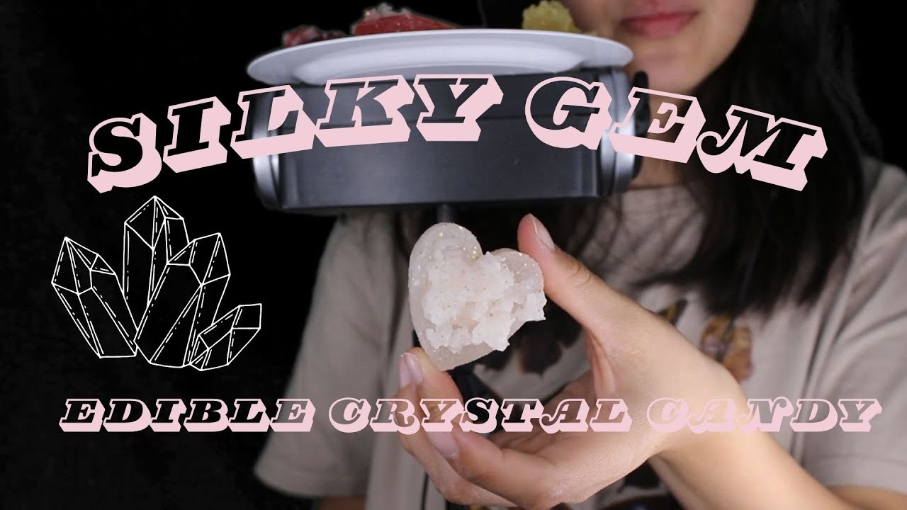 ASMR: Silky Gem Edible Crystal Candy pt. 1 (Binural, whispers, crinkles ...
