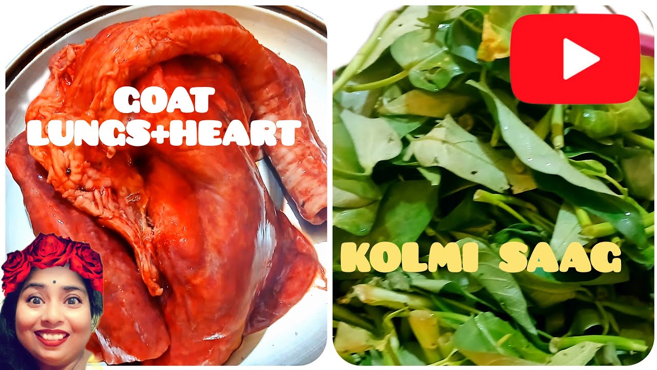 Live Cooking Goat Lungs And Heart | Cooking Kolmi Sag Bengali Style ...