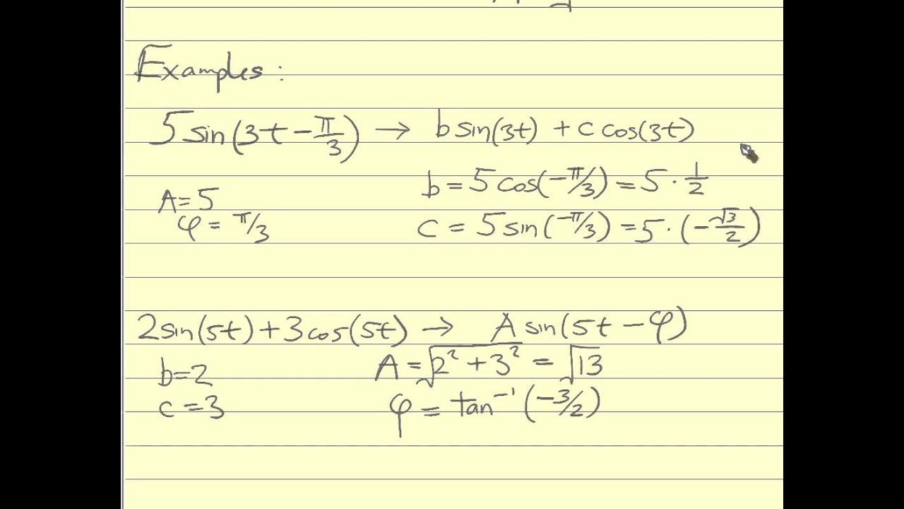 Sine equivalent form to sum of Sine and Cosine - YouTube