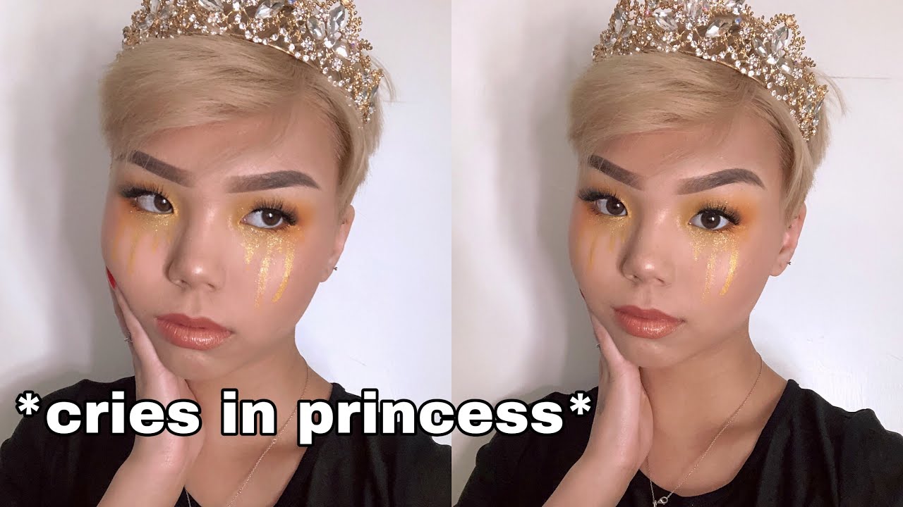 Gold Glitter Tears Makeup - YouTube