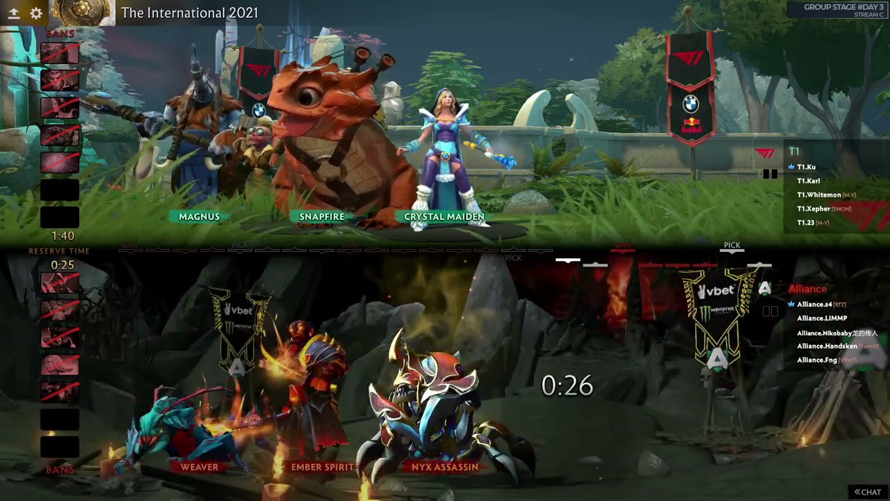 [EN] T1 vs Alliance - Dota 2 The International 2021 - Group Stage Day 3 ...