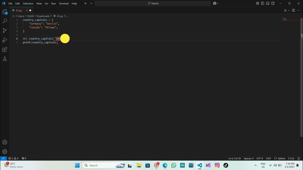 Python (Programming Language) Project 44: 'Remove Dictionary Items' Created by Trishanth Kumar ...