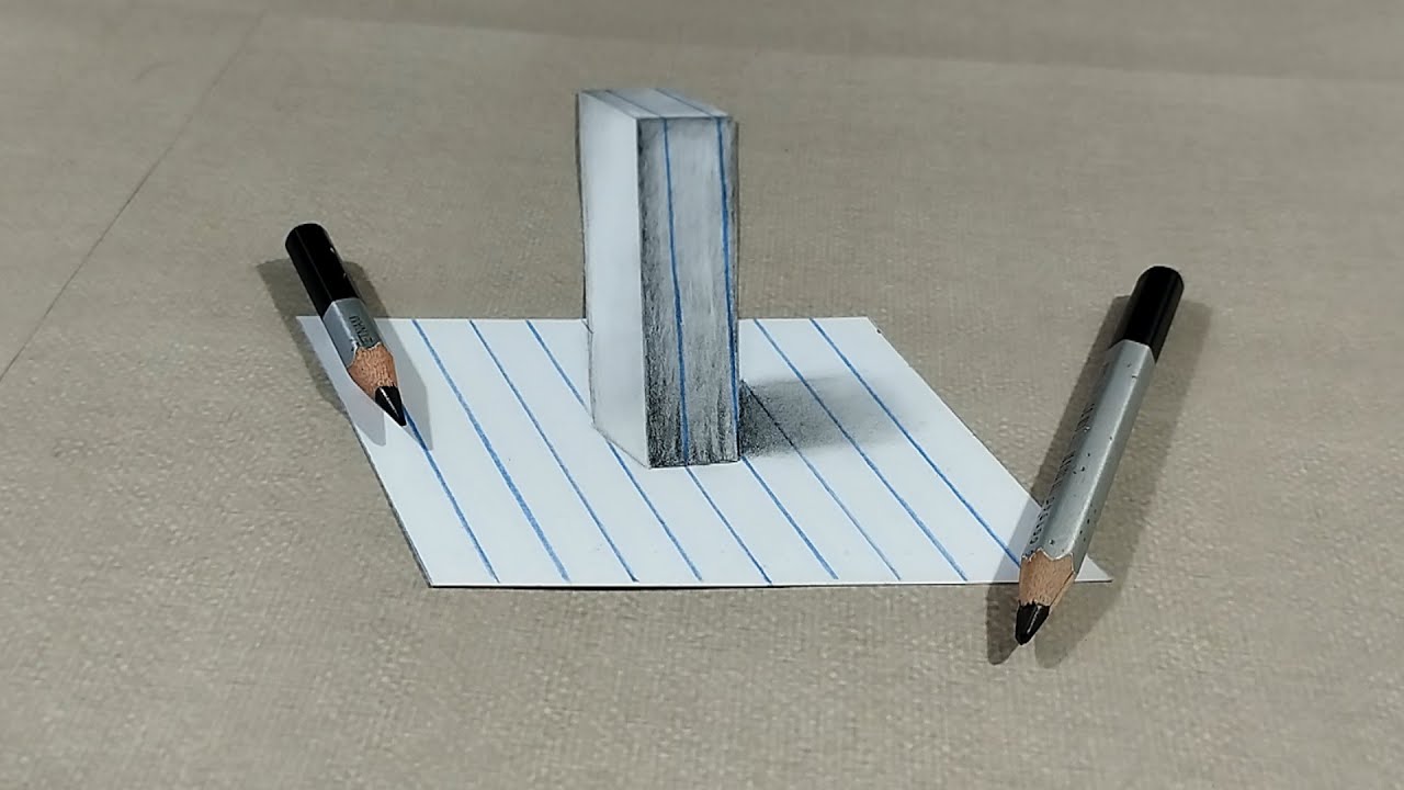 Dibujos 3D | Cómo dibujar una TORRE 3d en papel lineal - YouTube