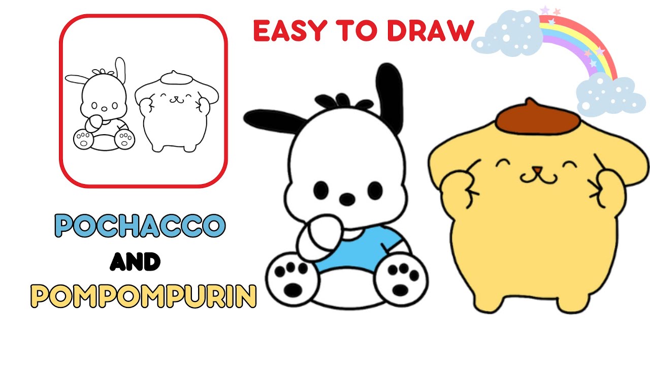HOW TO DRAW POCHACCO & POMPOMPURIN | SANRIO CHARACTERS - YouTube