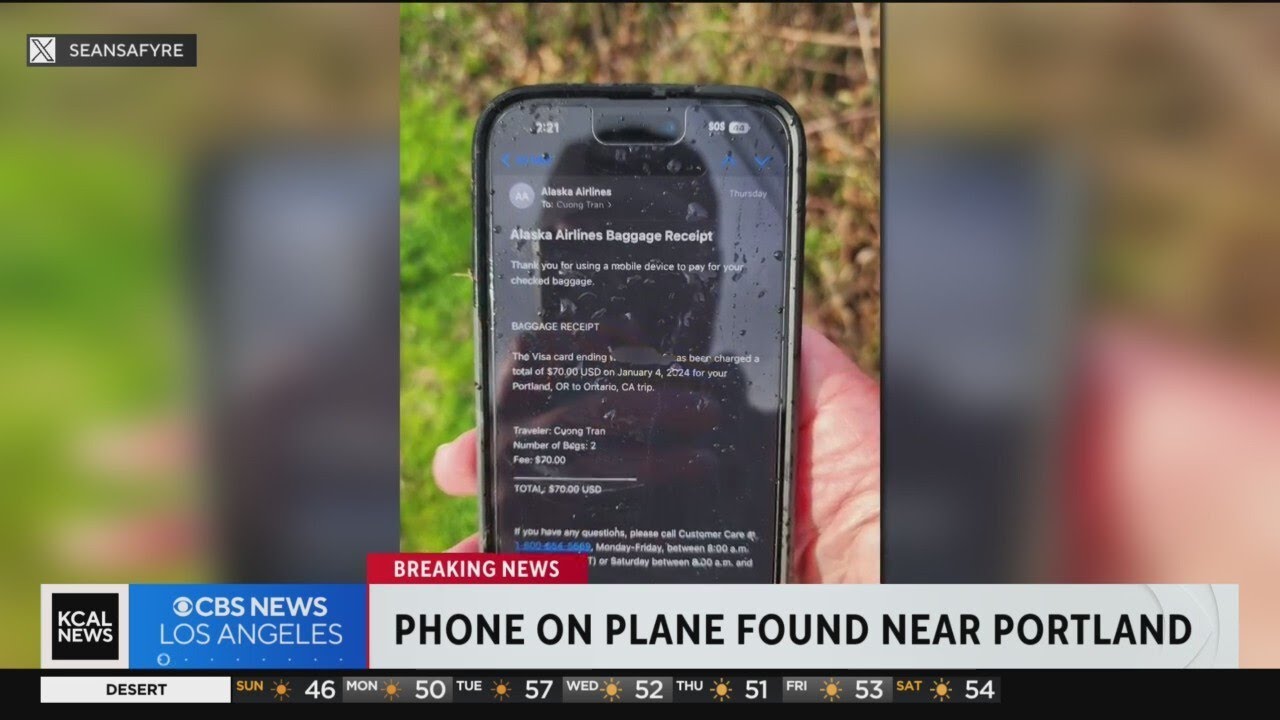 Phone from Alaska Airlines Flight 1282 found near portland - YouTube