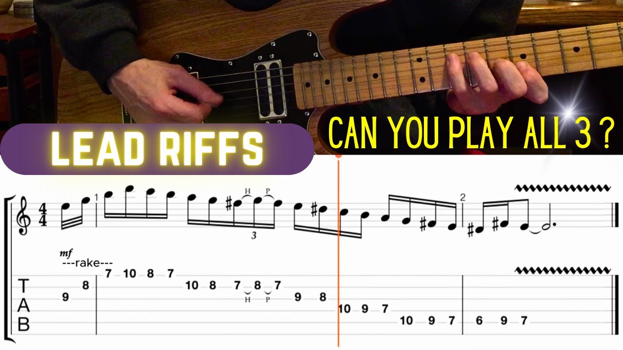 Three ELECTRIC Guitar Riffs | Tabs - YouTube