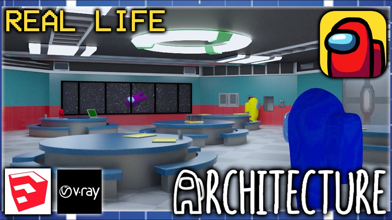 [3D Animation] AMONG US in Real Life (Cafeteria) ARCHITECTURAL RENDER ㅣ ...