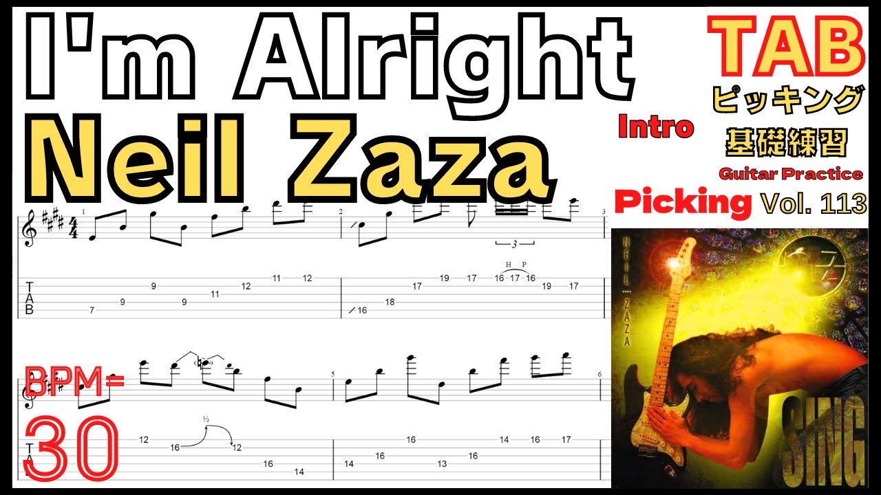 Beginner-Friendly Learning! Neil Zaza's "I'm Alright" Guitar Intro TABs ...
