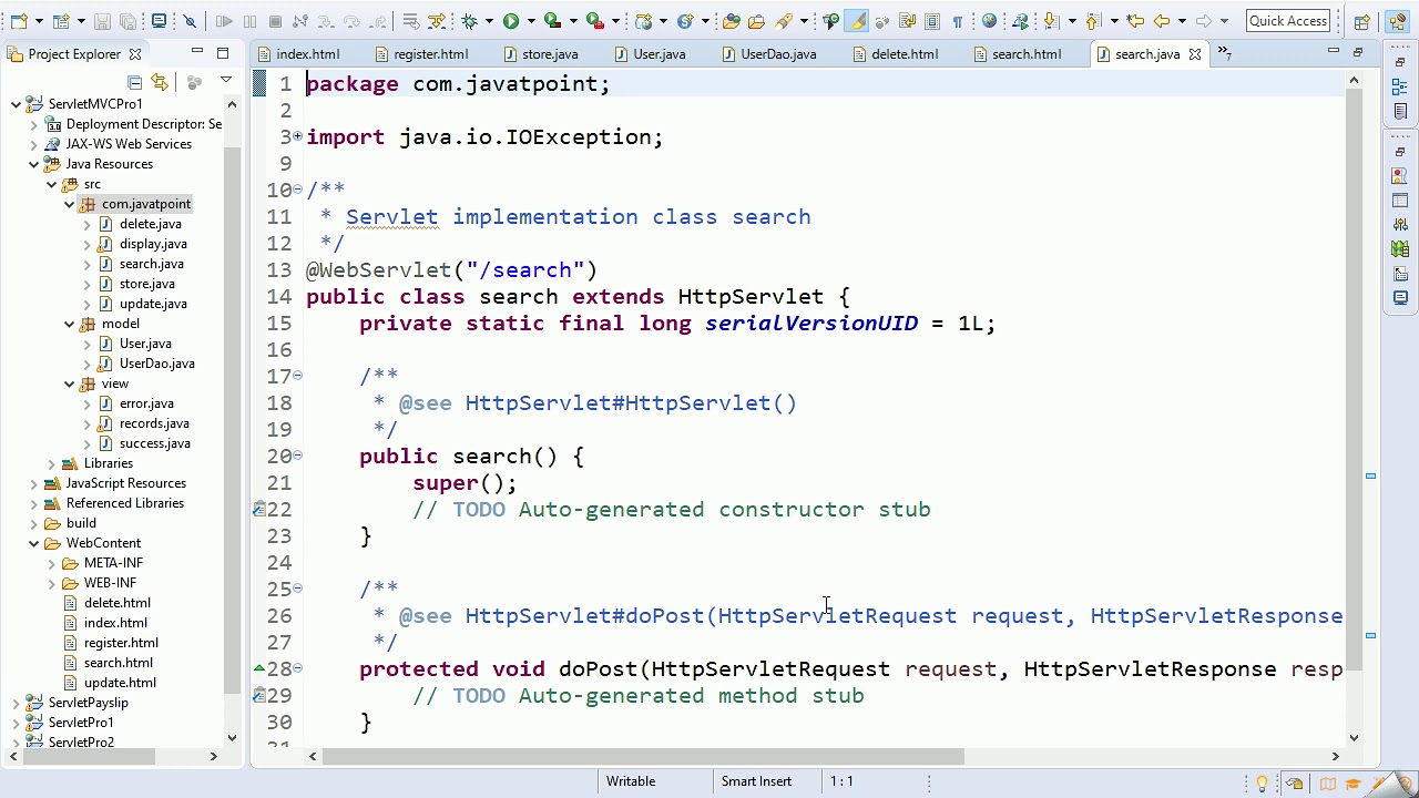 Java Servlet Search program 01 - YouTube