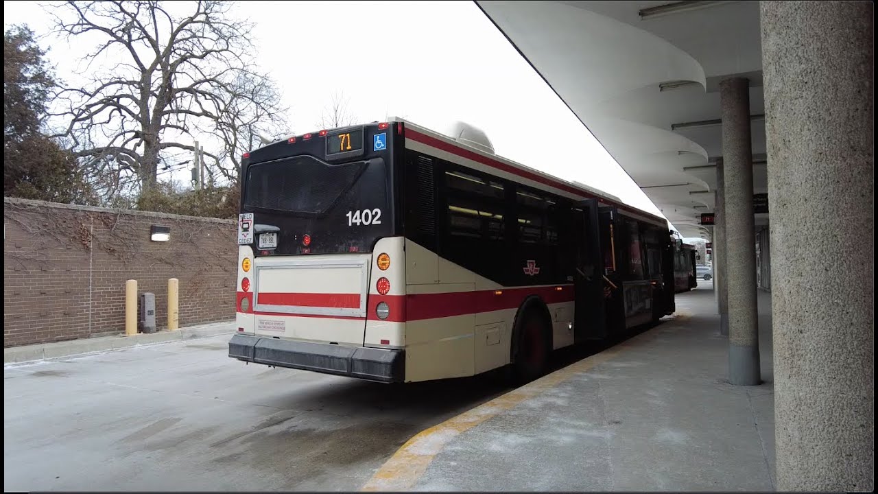 TTC 71 Runnymede Bus Ride #1402 from Runnymede Stn to Eglinton Ave West ...