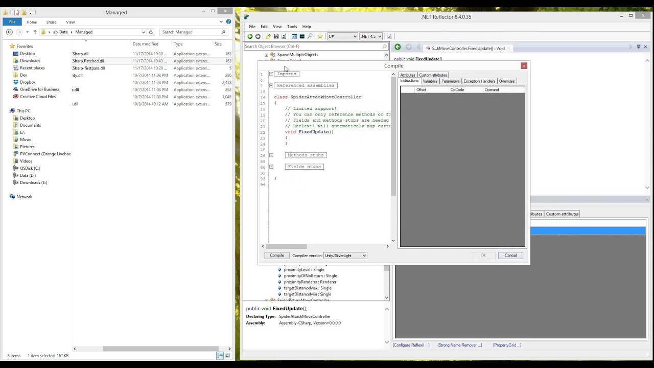 Unity assembly patching (AngryBots game) with Reflexil - YouTube