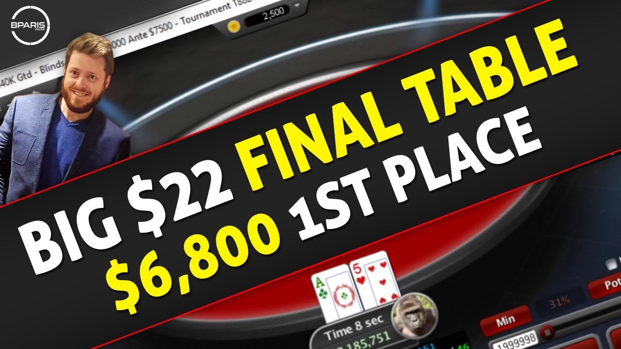 FINAL TABLE Big $22, $6,800 for 1st Place on Pokerstars - YouTube