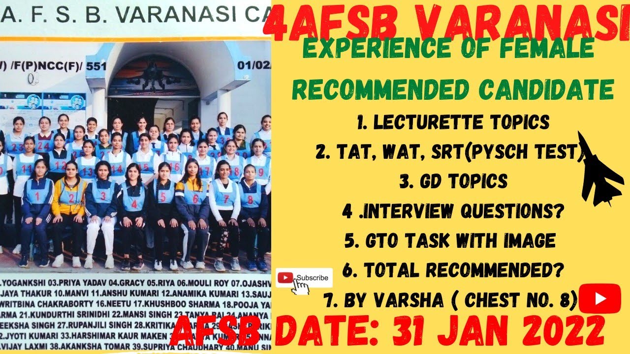 Details of 4 Afsb varanasi 31stJan 2022 Batch|Recommended candidate# ...