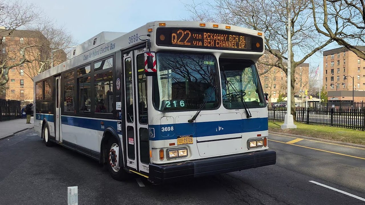 MTA Bus: 2007 Orion VII Old Gen Hybrid 3698 On The Q22 Leaving Seagirt ...