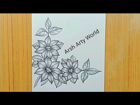 Corner Flower Drawing Easy | How To Draw Simple Flower Design | Flower ...