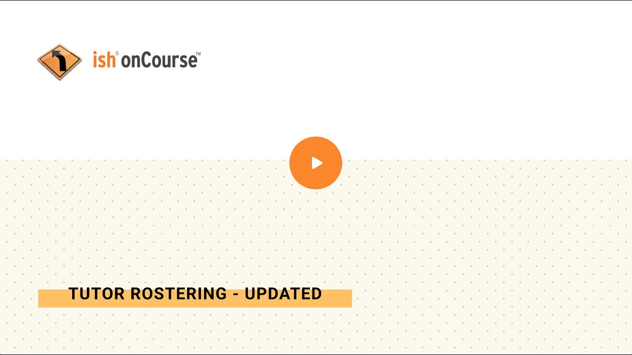 Tutor rostering | ish onCourse - YouTube