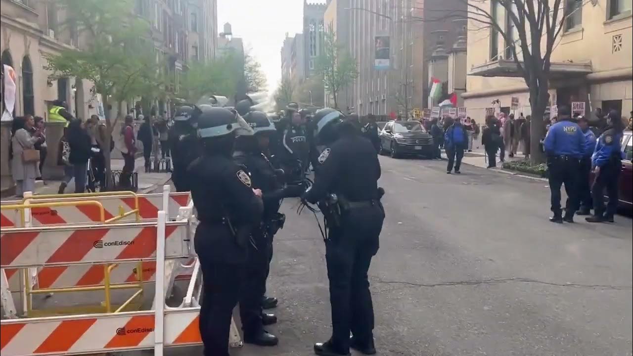 Police Gear Up Near Columbia University Protest Youtube