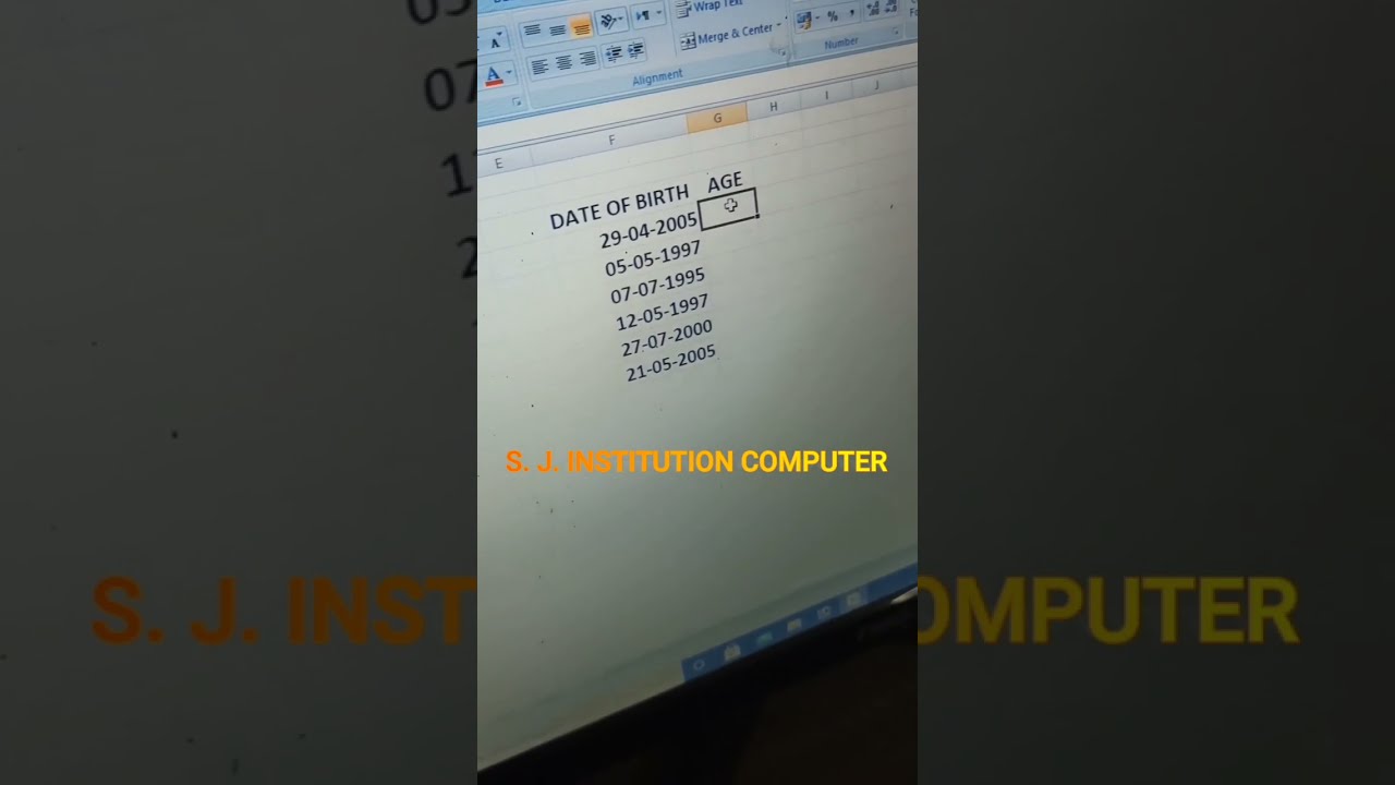 Determining Age From Date Of Birth In Ms Excel computertricks mcel Determining Age From Date Of Birth In Ms Excel computertricks mcel