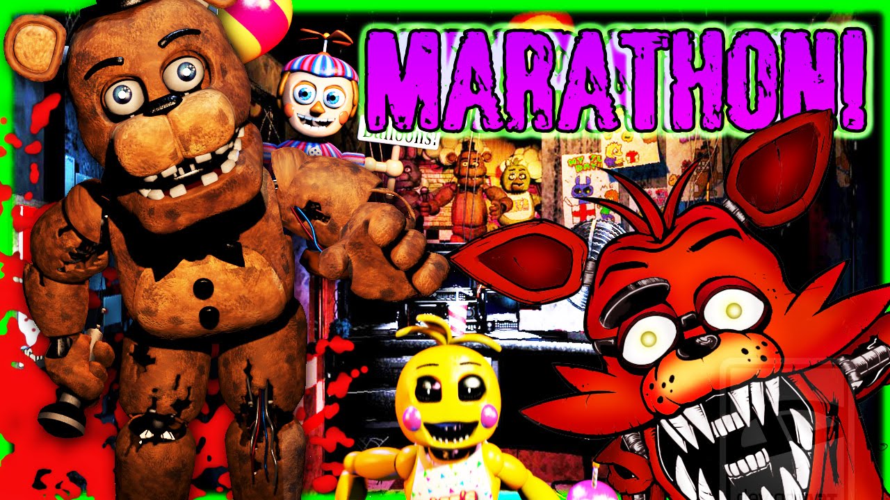FIVE NIGHTS AT FREDDY'S 1, 2, 3, & 4 MARATHON! - FNAF Funny Moments ...
