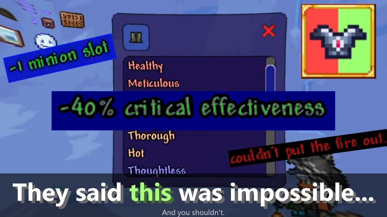 Terraria + 𝗡𝗲𝗴𝗮𝘁𝗶𝘃𝗲(?) Minion Slots, Crit damage and Life Regen ...