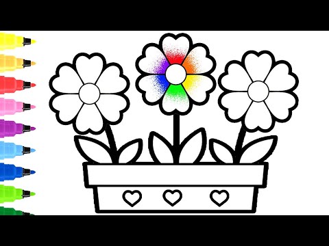 Bolalar uchun gul tuvagi rasm chizish/Drawing flower pot for children/Рисование цветка для детей