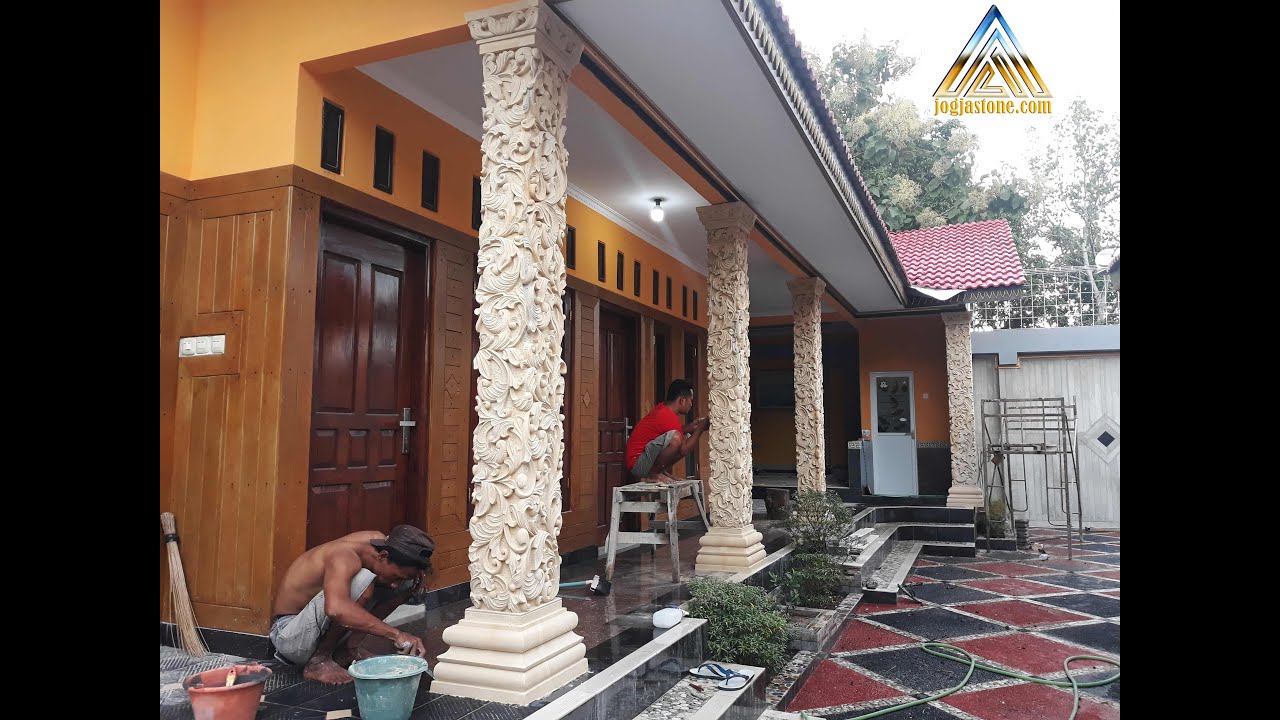 Ukiran tiang pilar teras - YouTube