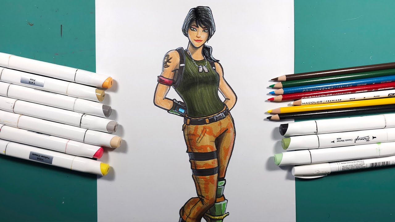 How to draw HEADHUNTER (Girl Character from Fortnite) - YouTube