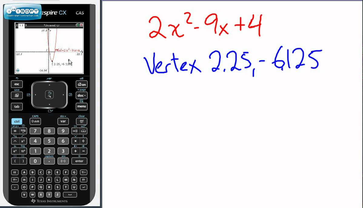 How to graph a quadratic equation using Ti Nspire 1 - YouTube