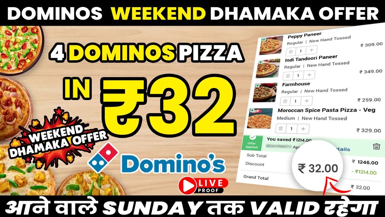 4 DOMINOS PIZZA IN ₹32 मे🔥|Domino’s pizza offer|domino’s pizza offers ...
