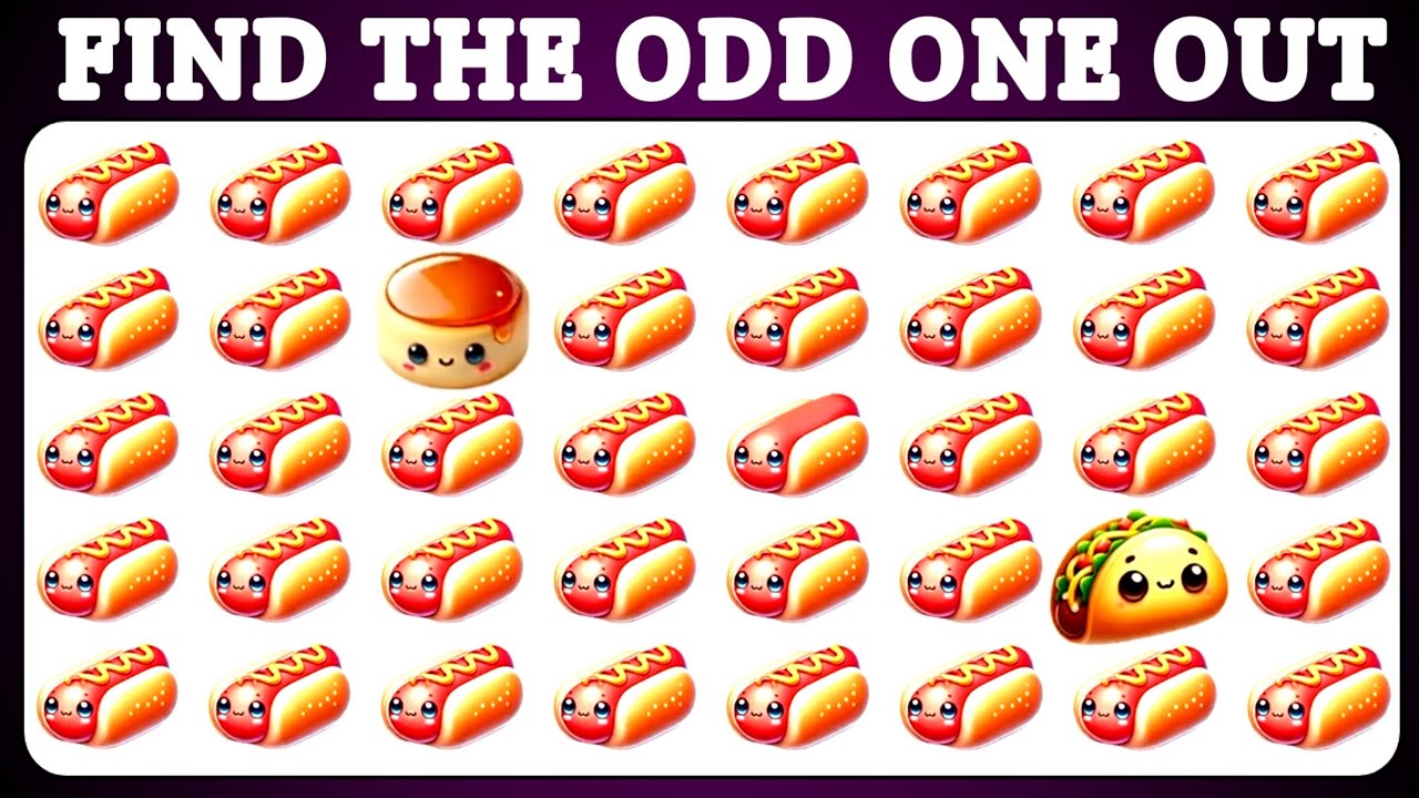 Find The Odd EMOJI Out In this JUNK FOOD Edition 🥯🌭 | Easy_Midium_Hard ...