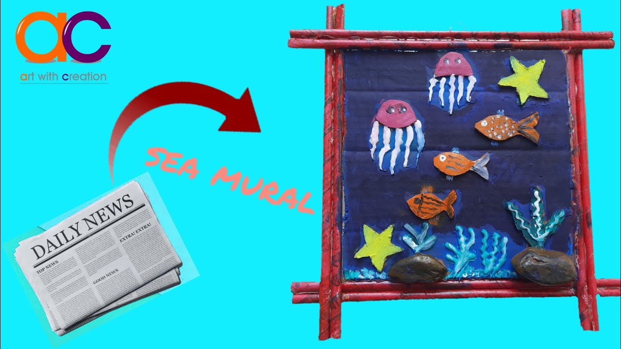 diy : how to make a paper mural at home | news papre craft idea | Art ...